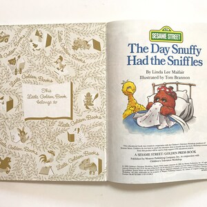 1988 the Day Snuffy Had the Sniffles Little Golden Book Kids Children ...