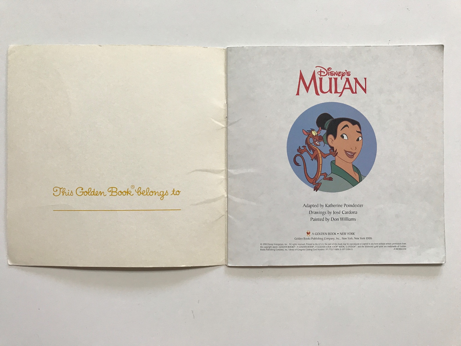 1998 Disney Mulan Softcover Kids Book Golden Books Reading - Etsy