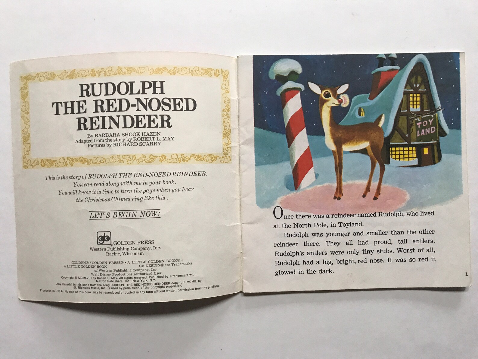 Rudolph the Red Nose Reindeer Little Golden Book Kids Children Book ...