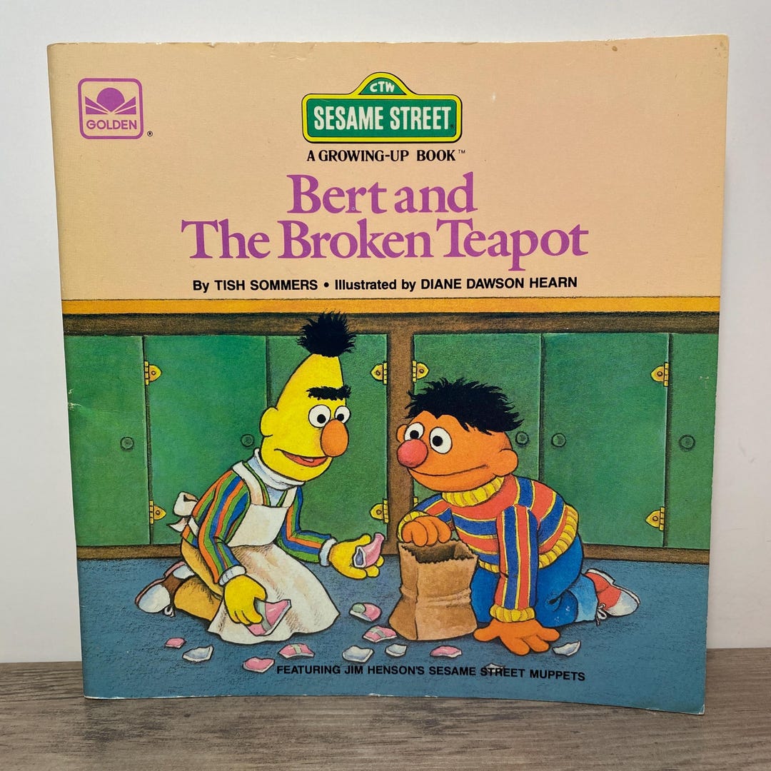 1985 Bert and the Broken Teapot Book Softcover Story Book Sesame Street ...