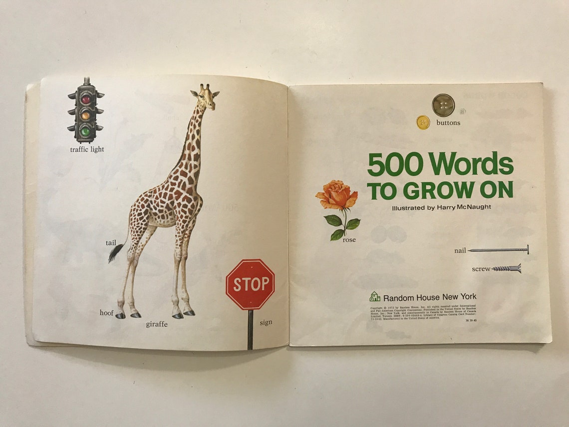 1973 Pictureback Series 500 Words to Grow on Book Random House Kids ...