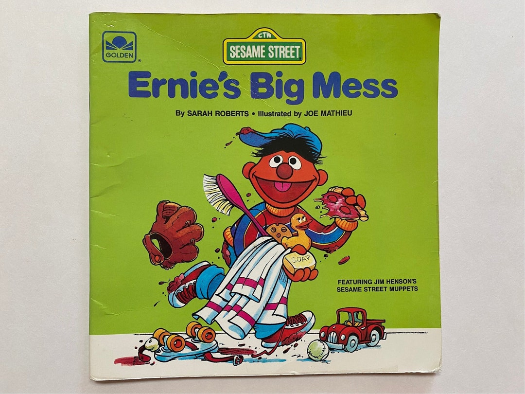 1983 Ernies Big Mess Kids Book Soft Cover Sesame Street Jim Henson ...