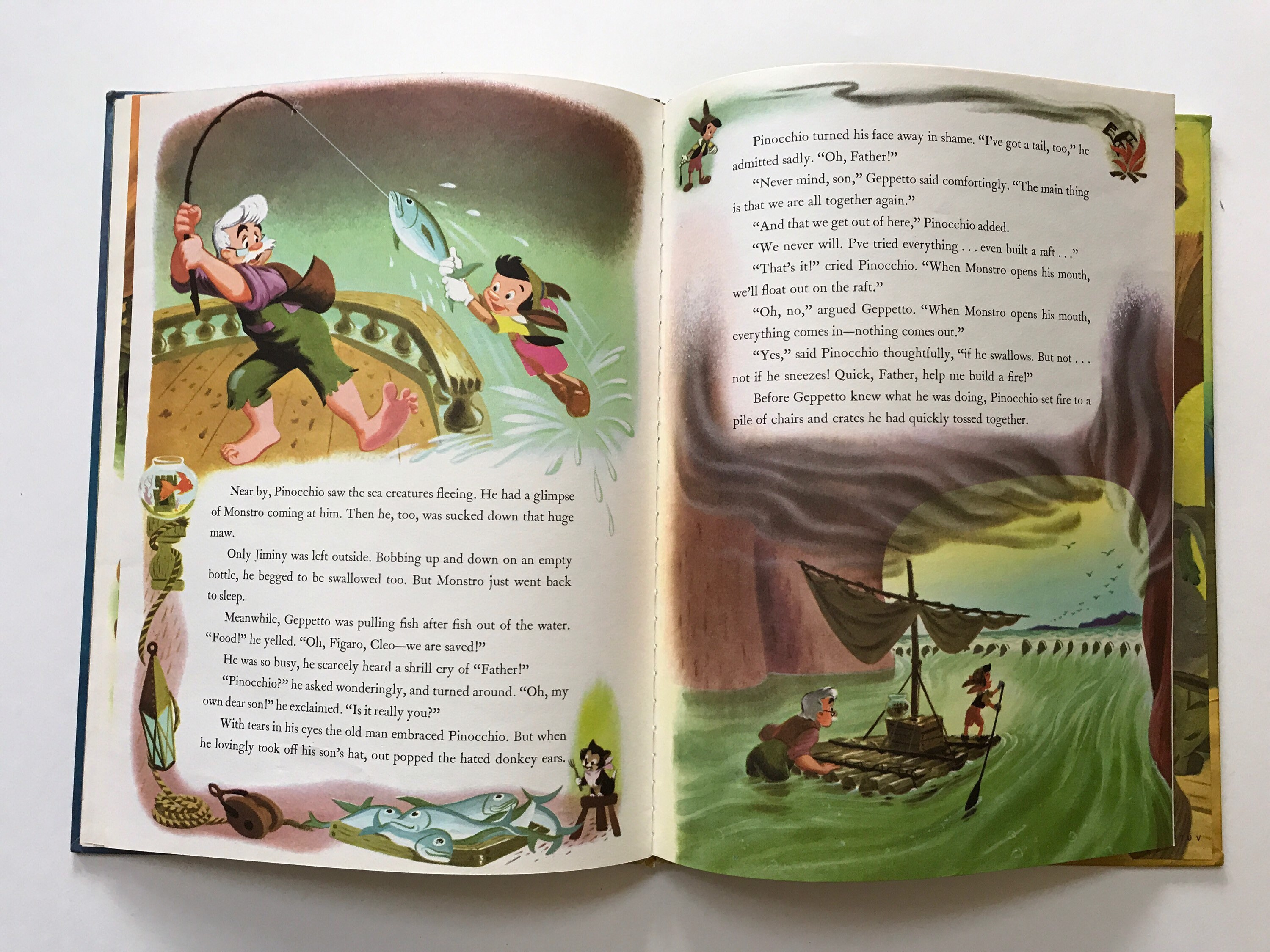 1971 Pinocchio Big Golden Book Disney 70s Jumbo Size Hardcover Kids ...