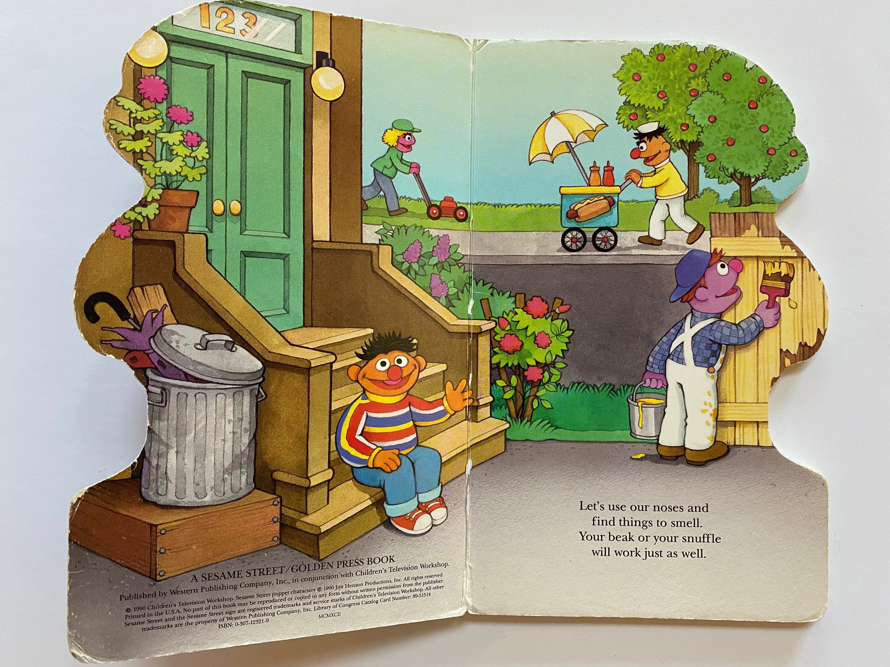 1990 Ernie Follows His Nose Board Book Jim Henson Muppets Sesame Street ...