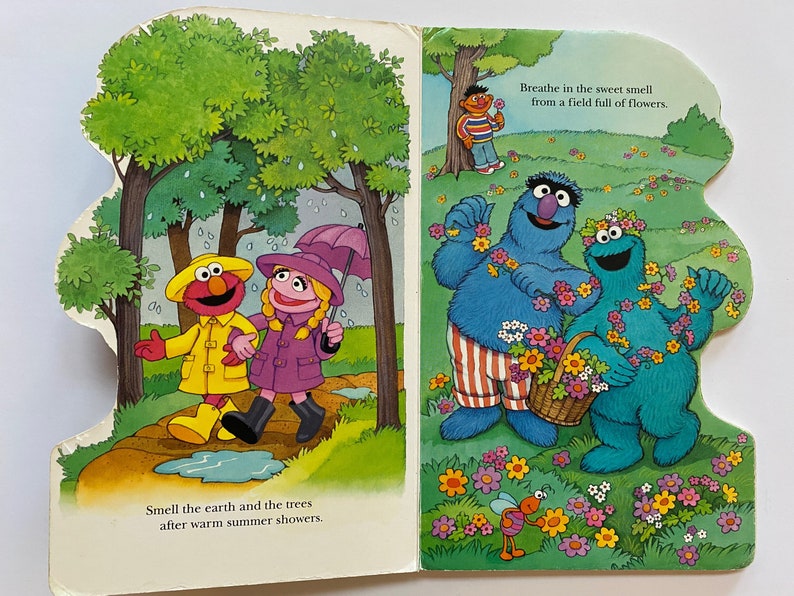 1990 Ernie Follows His Nose Board Book Jim Henson Muppets Sesame Street ...