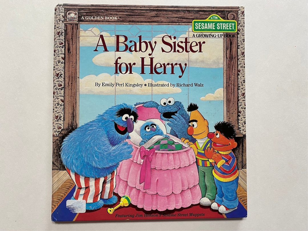 1984 A Baby Sister for Herry Sesame Street Growing up Book Muppets Jim ...