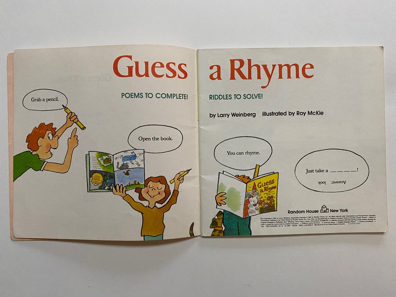 1982 Guess a Rhyme Poems to Complete and Riddles to Solve - Etsy