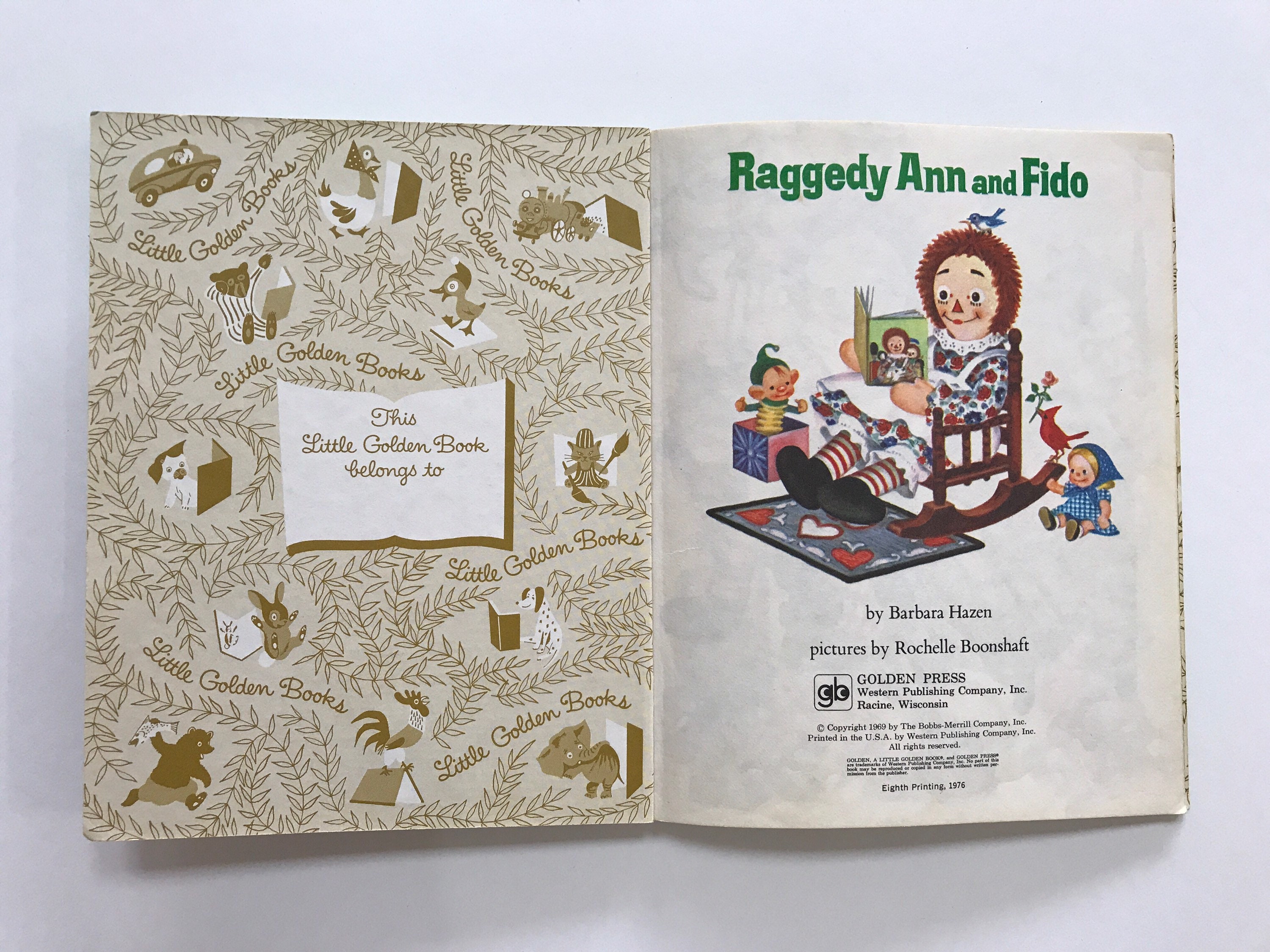 1976 Raggedy Ann and Fido Little Golden Book 70s Kids Hard Cover ...