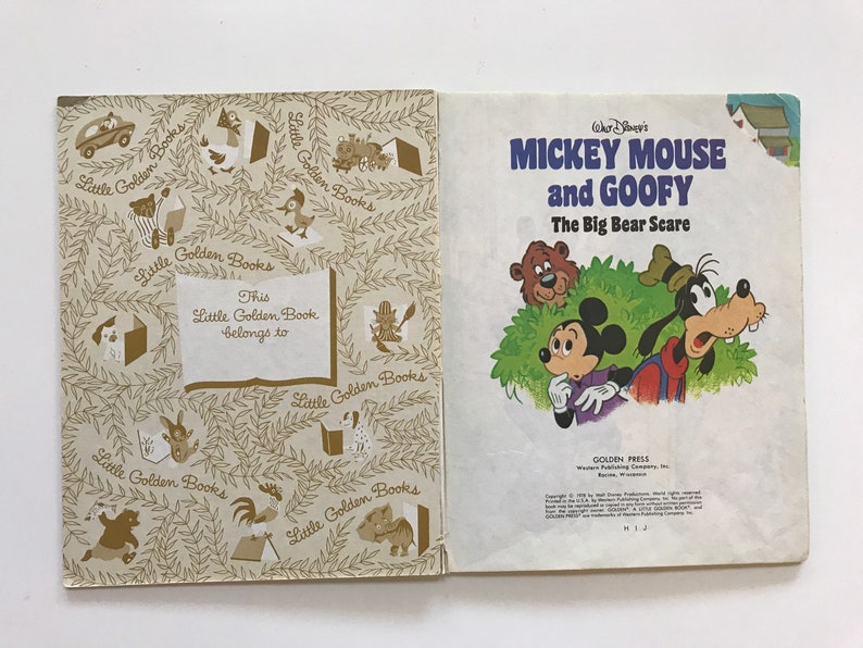 1978 Mickey Mouse and Goofy Big Bear Scare Disney Little - Etsy