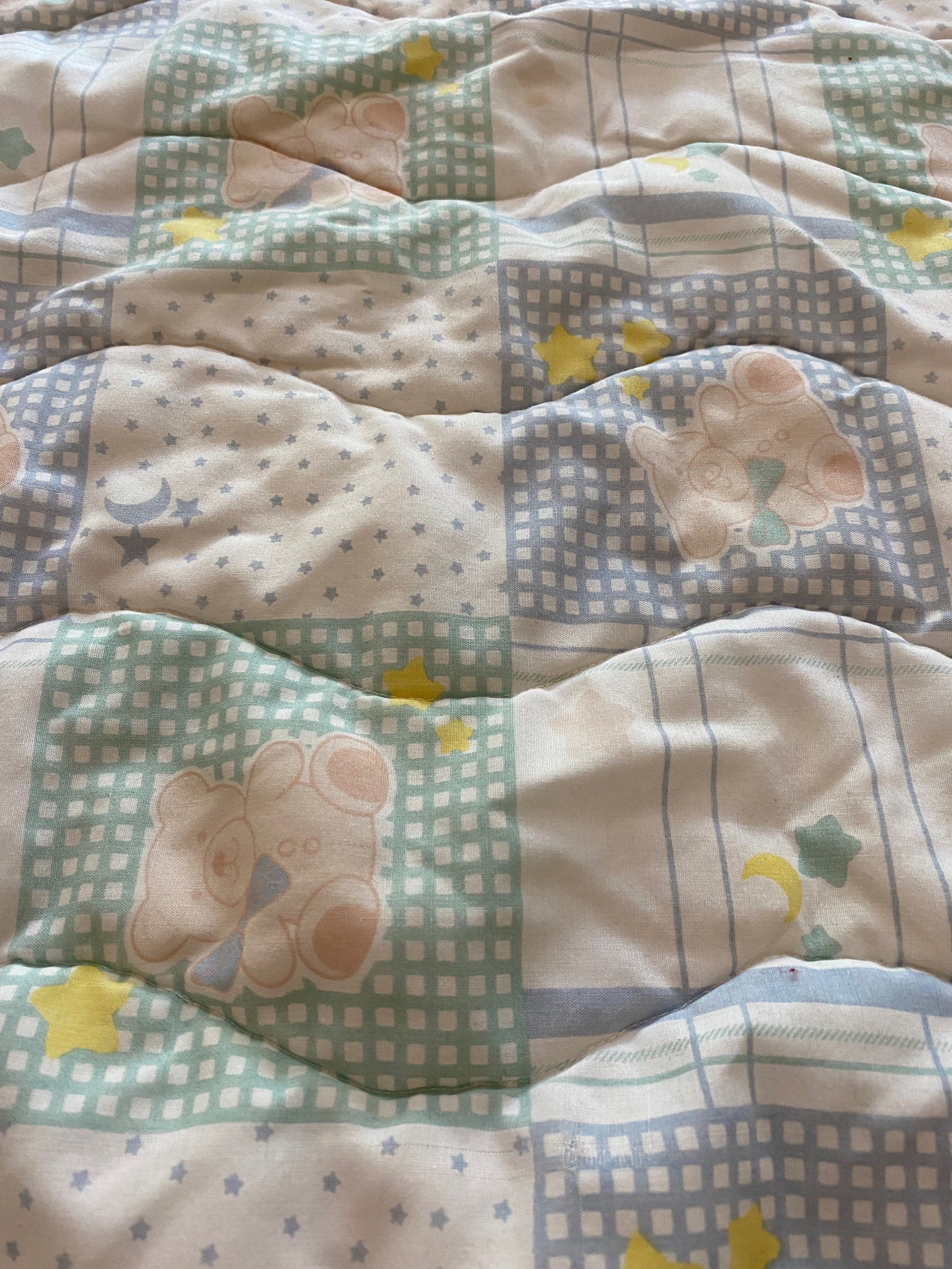 Pastel Baby Blanket With Bears 80s Kids Babies Crib Blankie Nostalgic ...