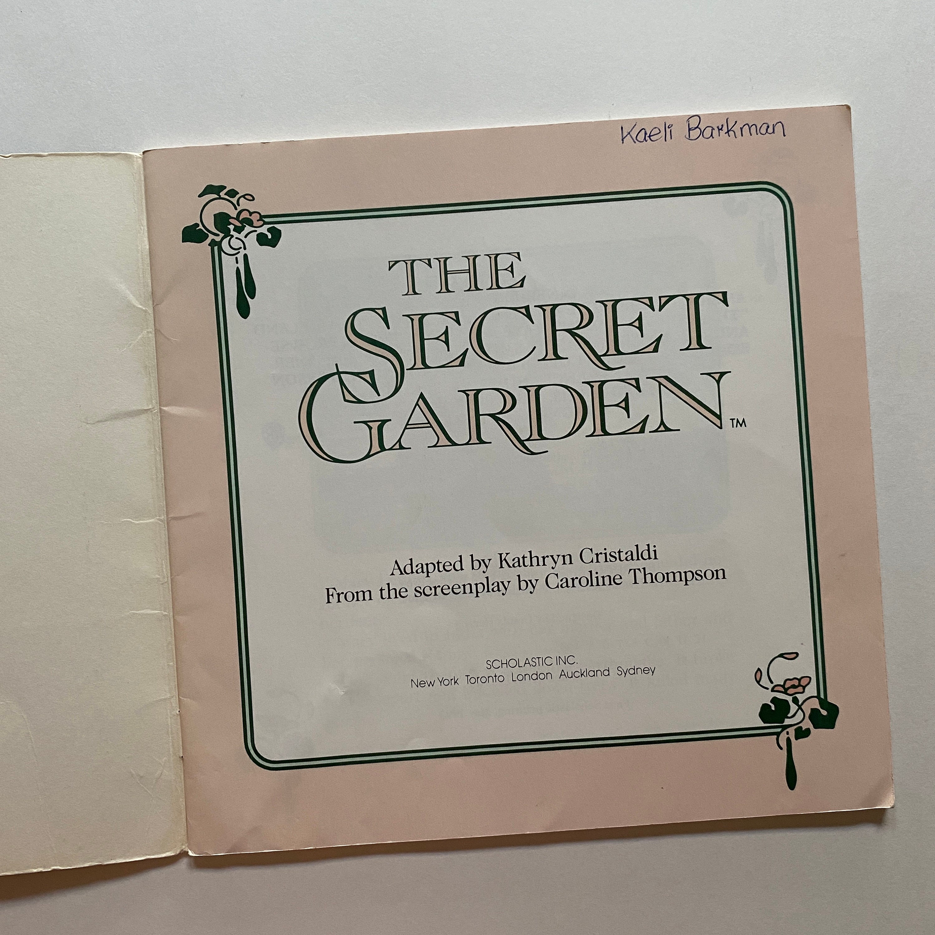 1993 the Secret Garden Kids Movie Picture Story Book Collectible - Etsy