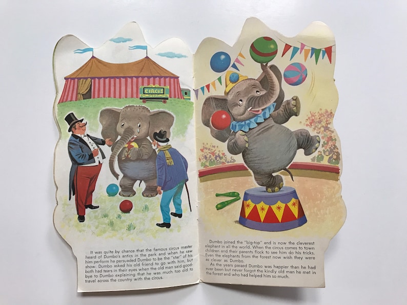 Dumbo the Circus Elephant Book Kids Children Cute Reading Story 60s 70s ...