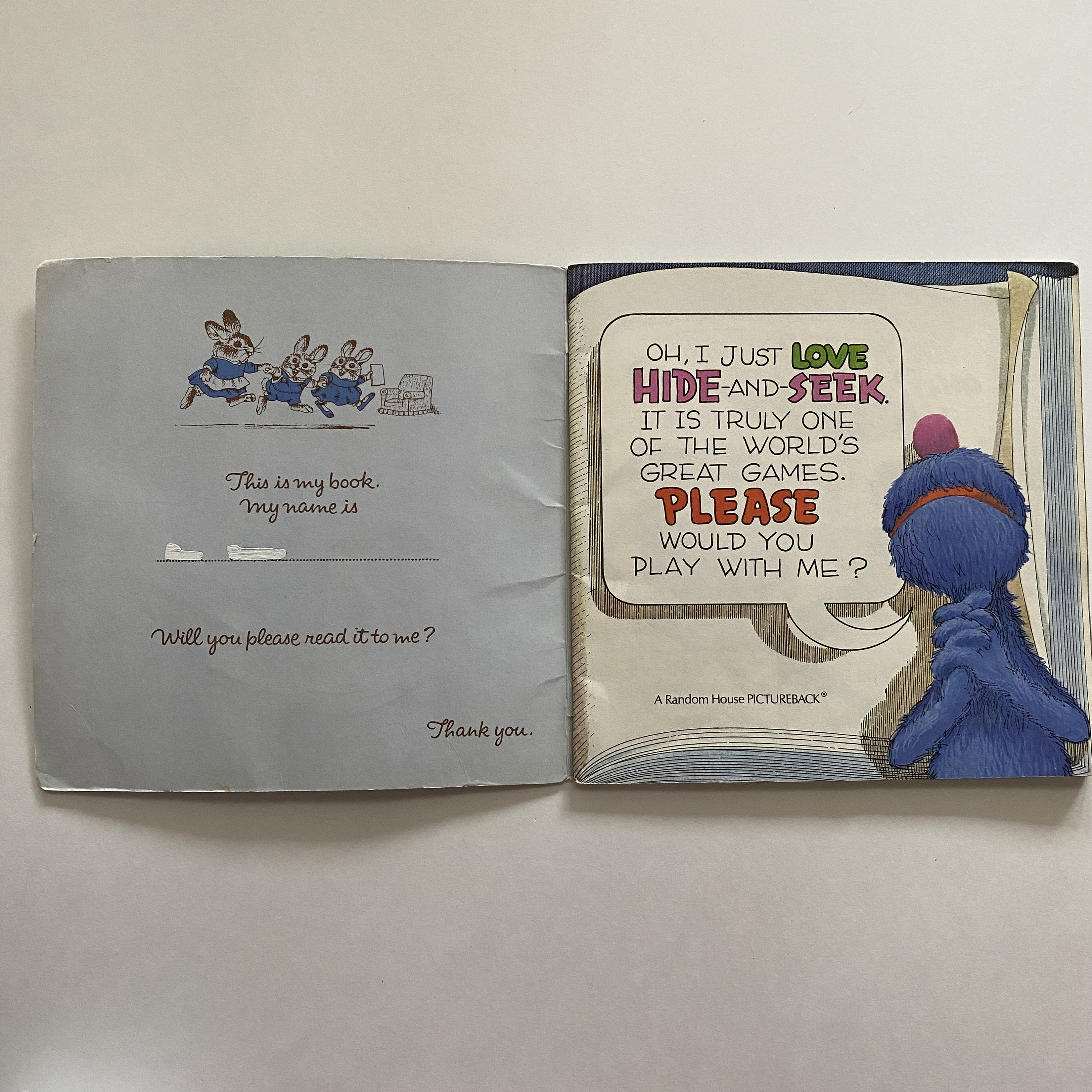 1976 Sesame Street Lovable Furry Old Grovers Hide and Seek Book Jim ...