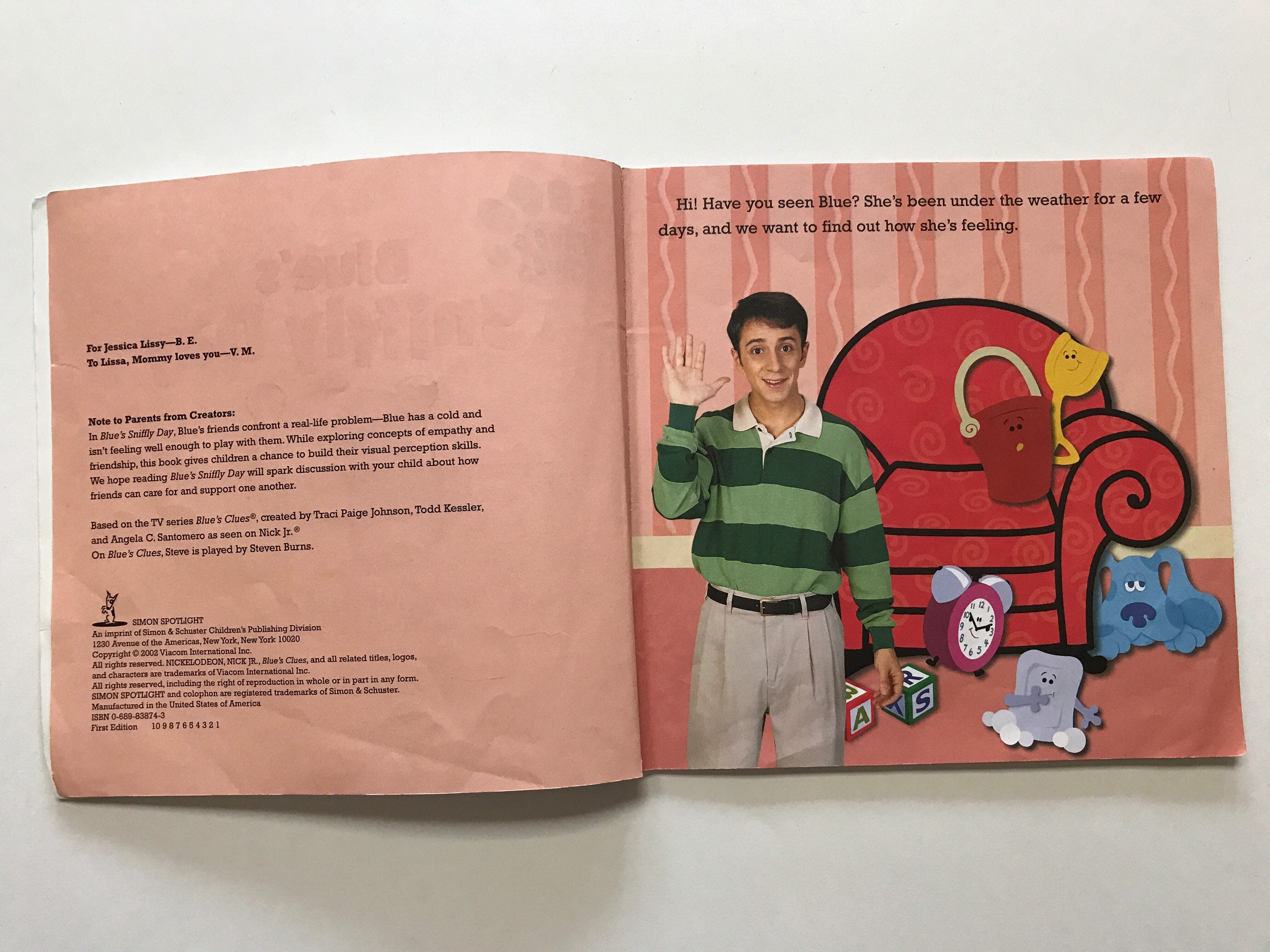 2002 Blues Clues Blues Sniffly Day Book Couverture souple Enfants ...