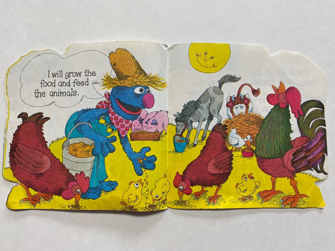 1977 Sesame Street Farmer Grover Golden Shape Book 70s Kids Children ...
