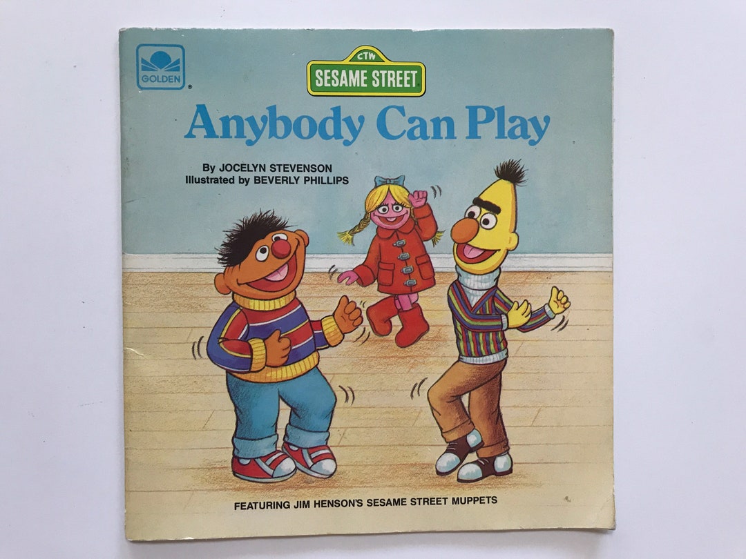 1988 Anybody Can Play Book Soft Cover Story Reading Sesame Street Jim ...