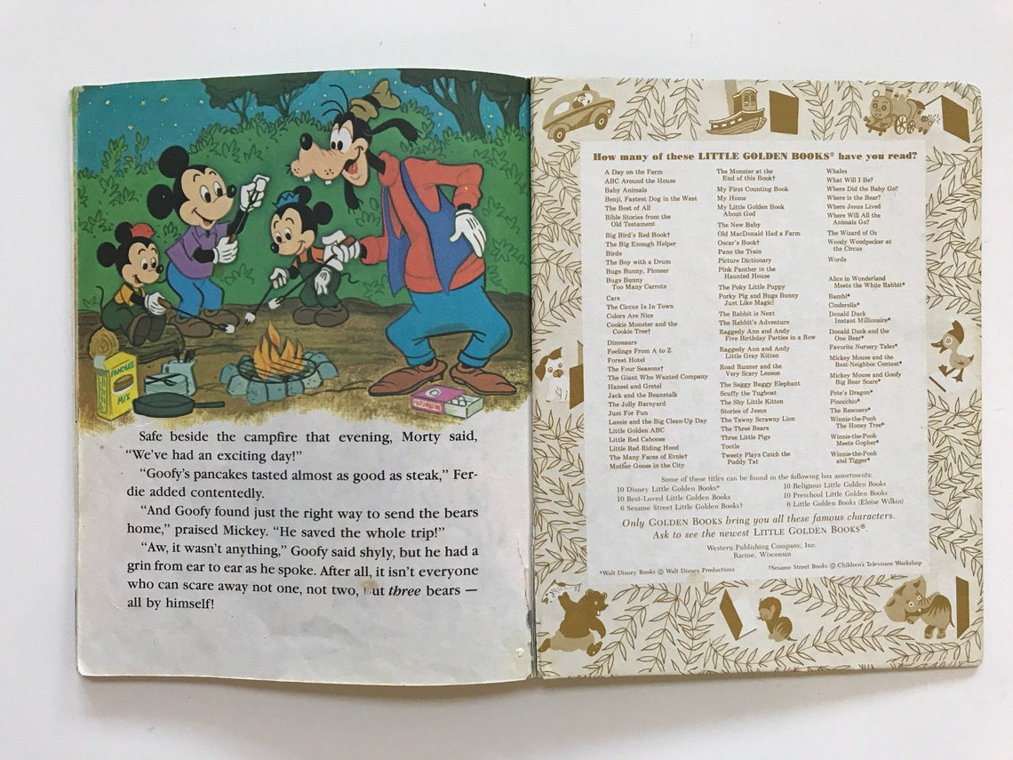 1978 Mickey Mouse and Goofy Big Bear Scare Disney Little - Etsy