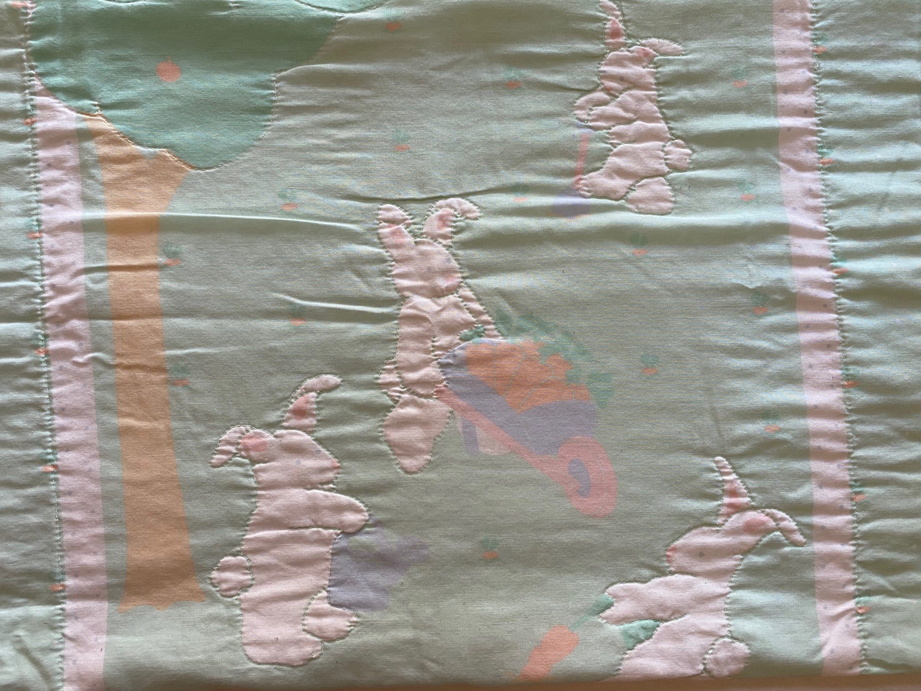 Pastel Bunny Baby Blanket 80s 90s Kids Babies Crib Blankie Nostalgic ...