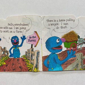 1977 Sesame Street Farmer Grover Golden Shape Book 70s Kids Children ...