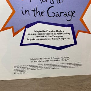 Rugrats Monster in the Garage Kids Book 1992 Nickelodeon Nicktoons - Etsy