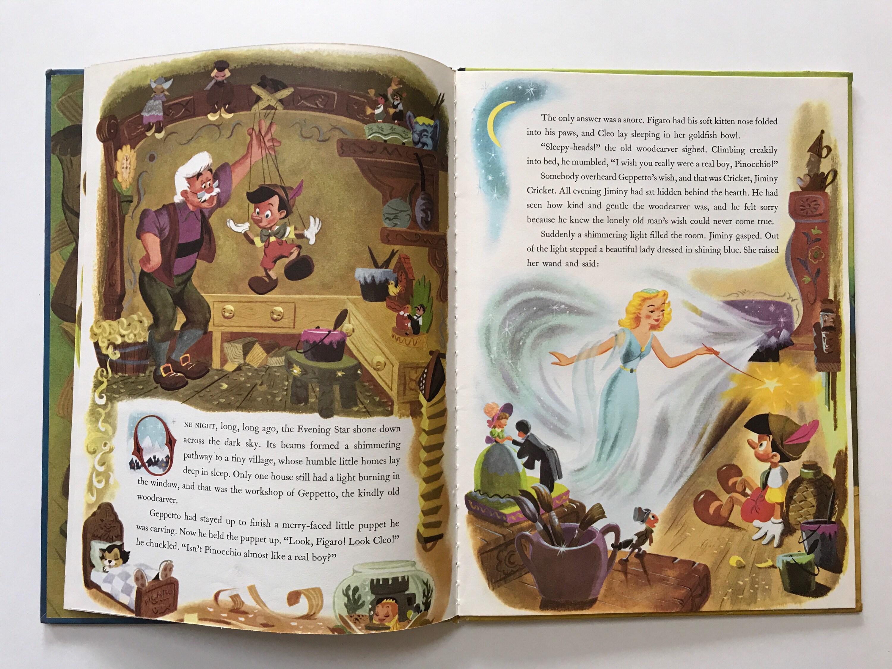 1971 Pinocchio Big Golden Book Disney 70s Jumbo Size Hardcover Kids ...
