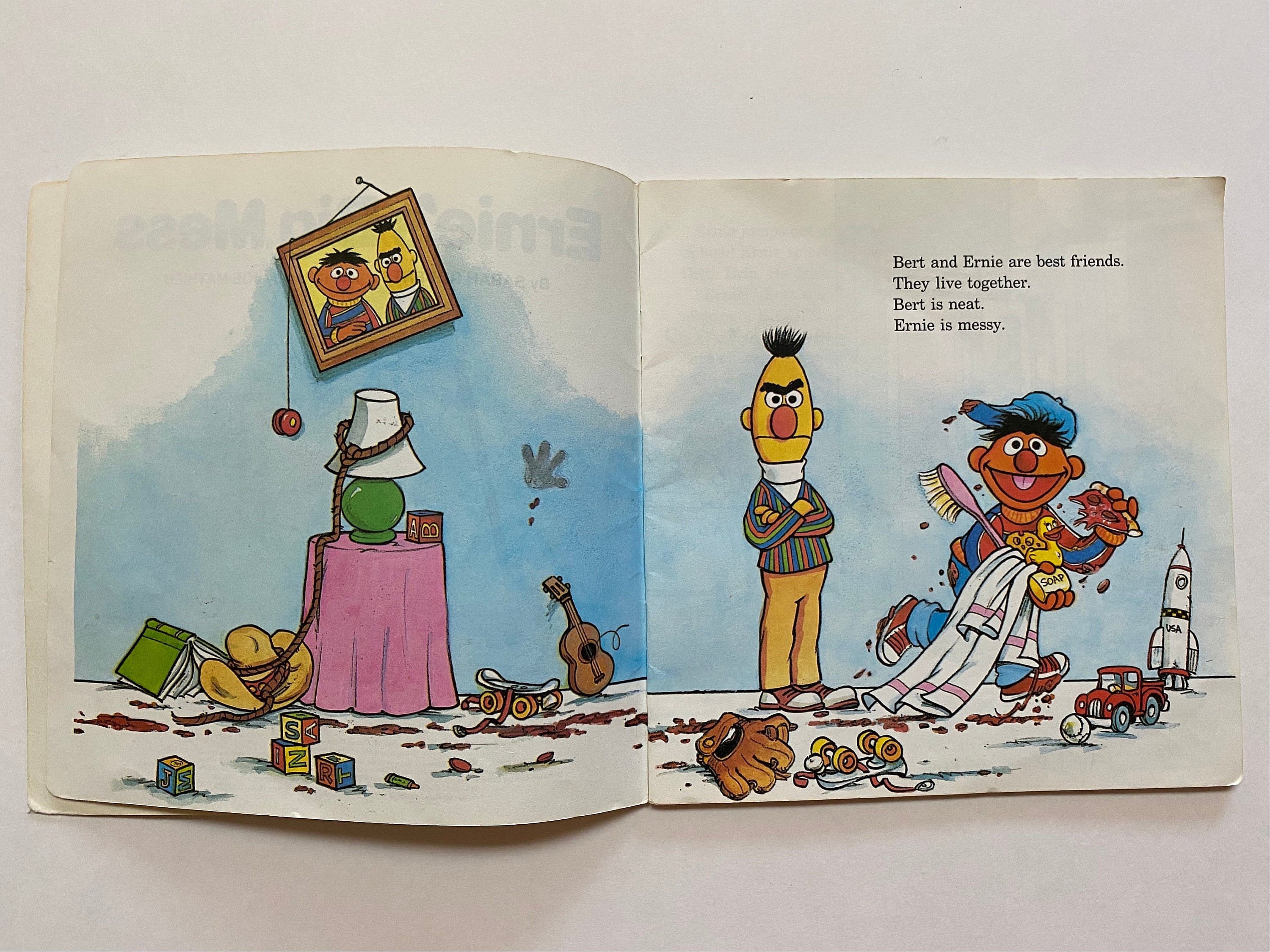 1983 Ernies Big Mess Kids Book Soft Cover Sesame Street Jim Henson ...