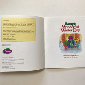 1994 Barney’s Wonderful Winter Day Softcover Kids Book Story - Etsy