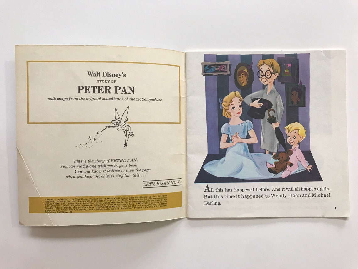 Disney Peter Pan Read Along Book See Hear Read Kids Children | Etsy