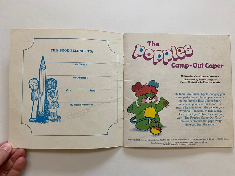 1986 Popples Book Camp Out Caper Kid Stuff See Hear Read Cute - Etsy