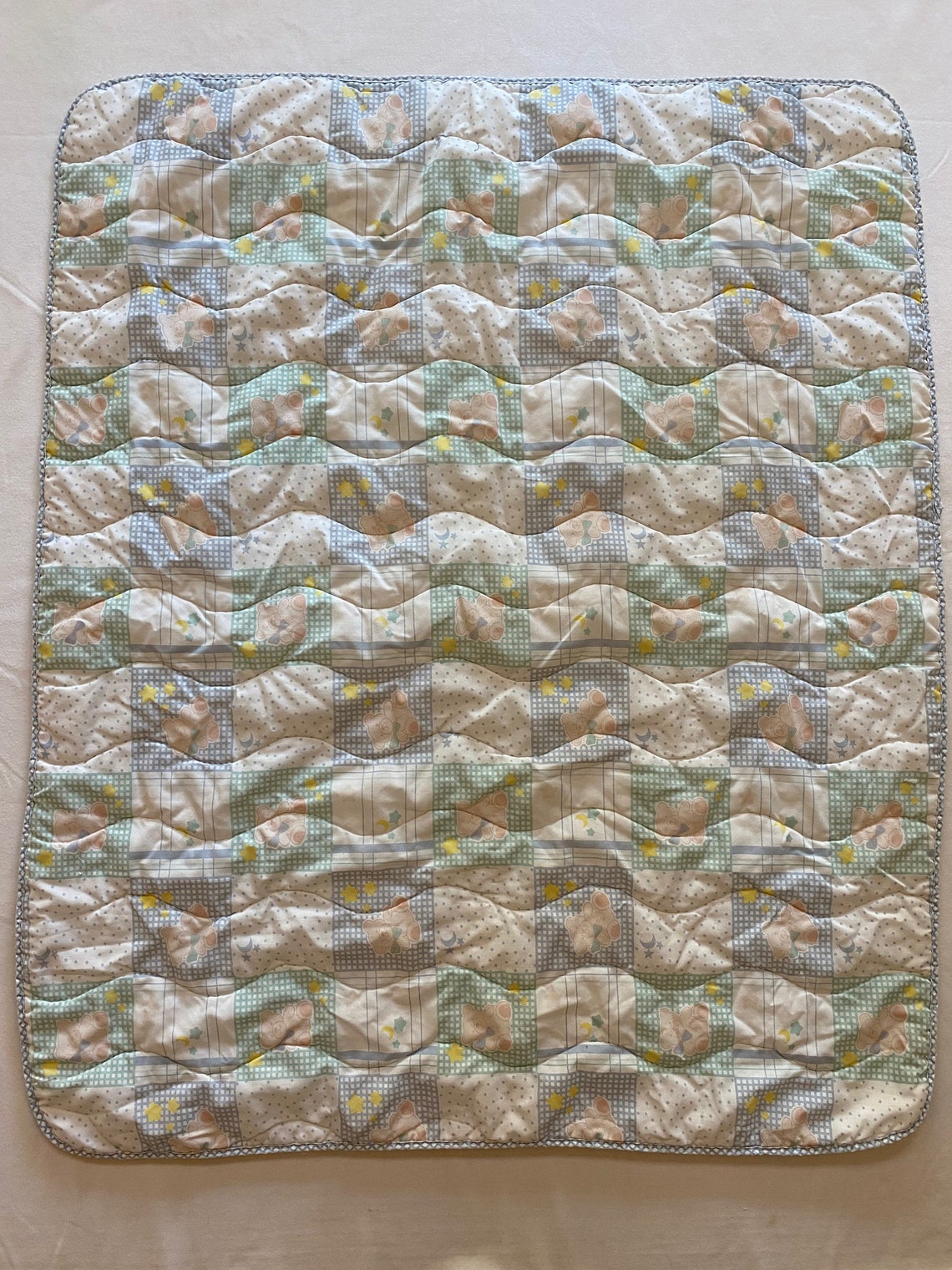 Pastel Baby Blanket With Bears 80s Kids Babies Crib Blankie - Etsy