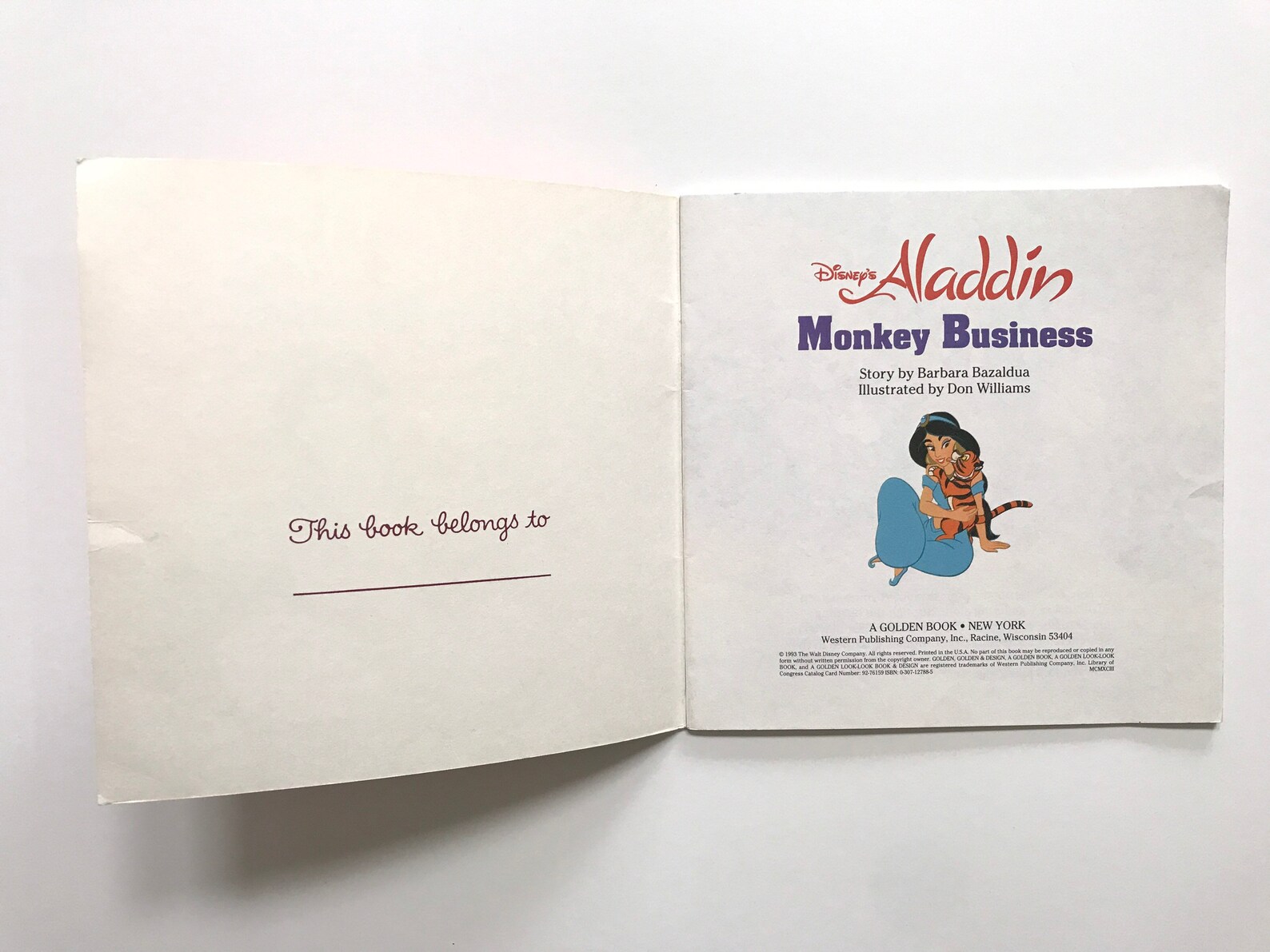 1993 Disney Aladdin Softcover Kids Book Monkey Business Golden Book ...