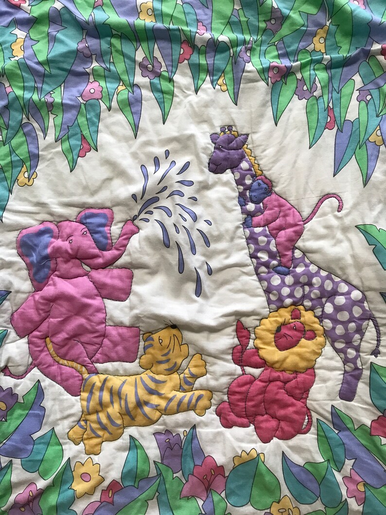 Handmade Jungle Animals Baby Blanket 80s Kids Babies Crib | Etsy