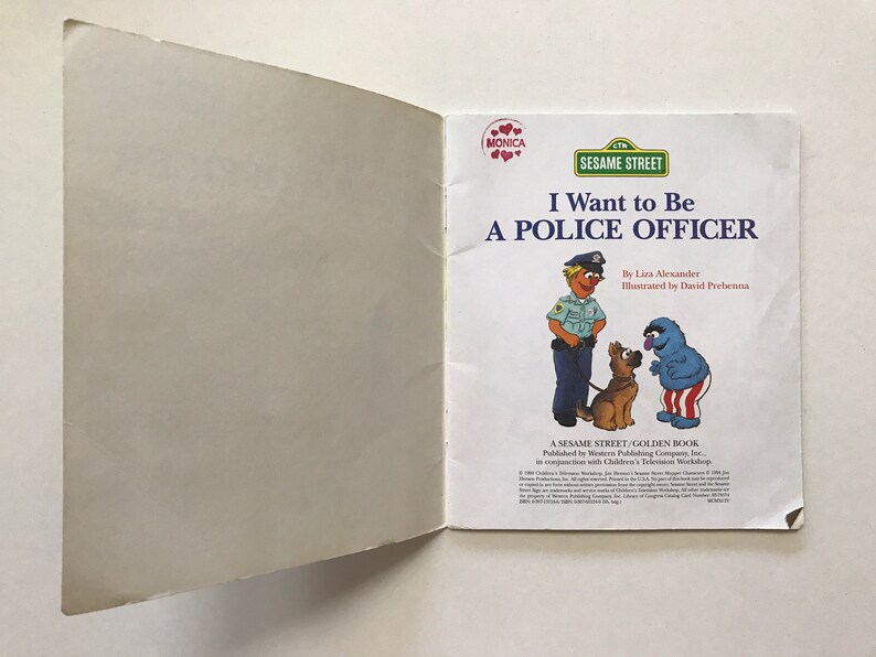 1994 Sesame Street I Want to Be a Police Officer Picture Story Book ...
