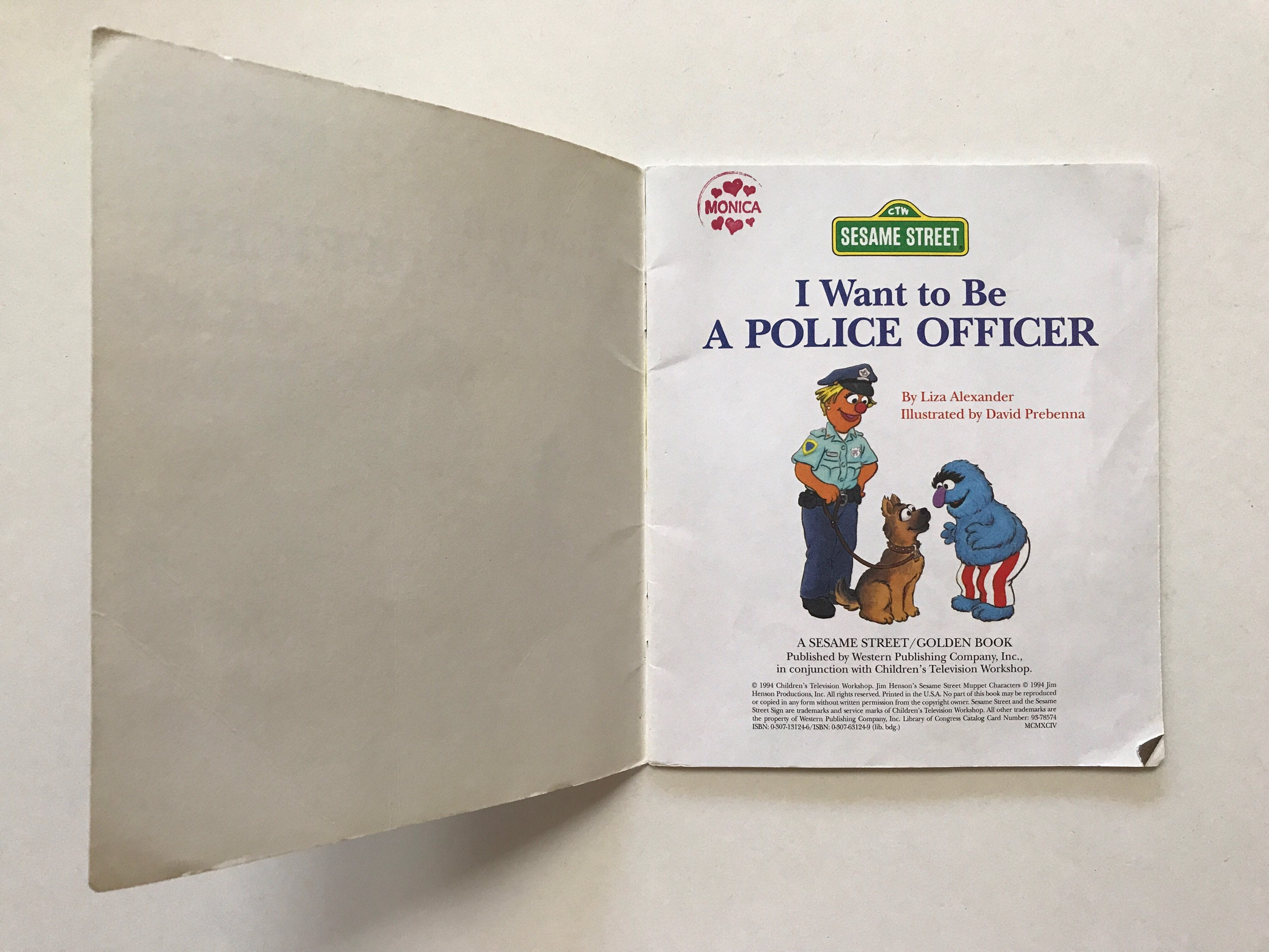 1994 Sesame Street I Want to Be a Police Officer Picture Story Book ...