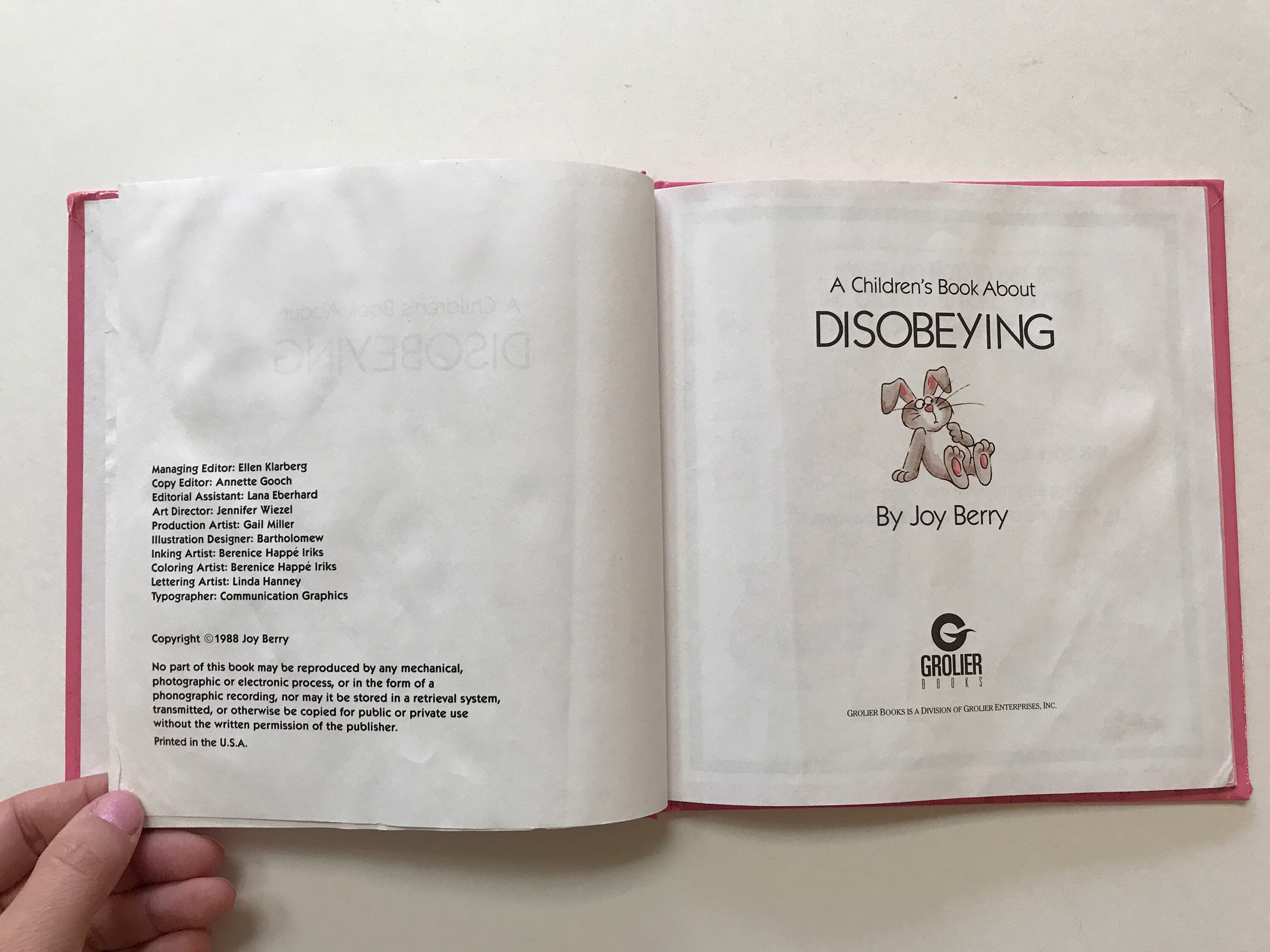 1988 Joy Berry Hardcover Book About Disobeying Learning Lessons Kids ...