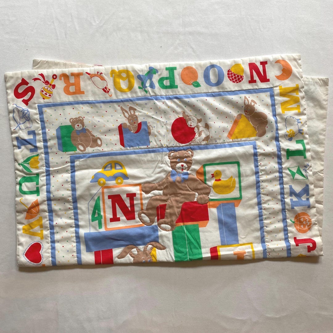 Handmade Baby Blanket 1980s Kids Babies Crib Blankie Nostalgic Hand ...