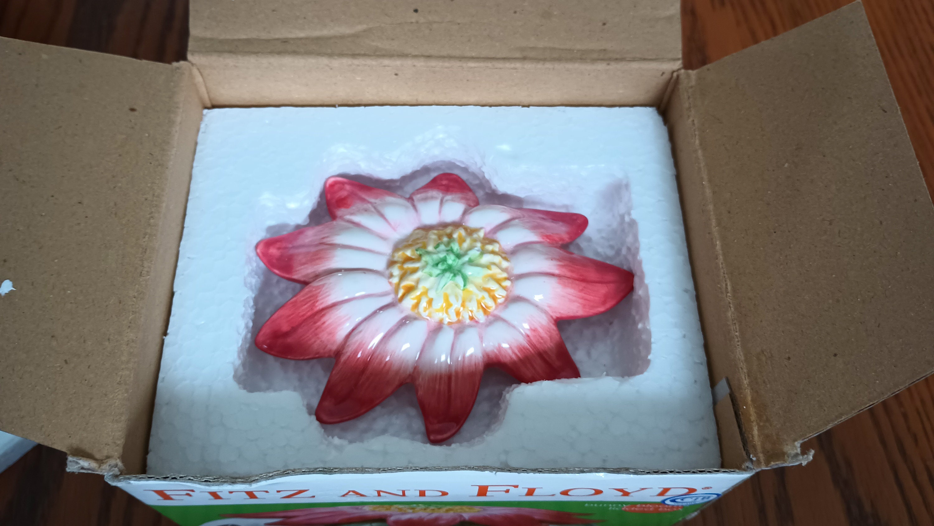 Fitz and Floyd, Bunny Blooms, Oval Box, Lid, White Rabbit, Red Flower ...