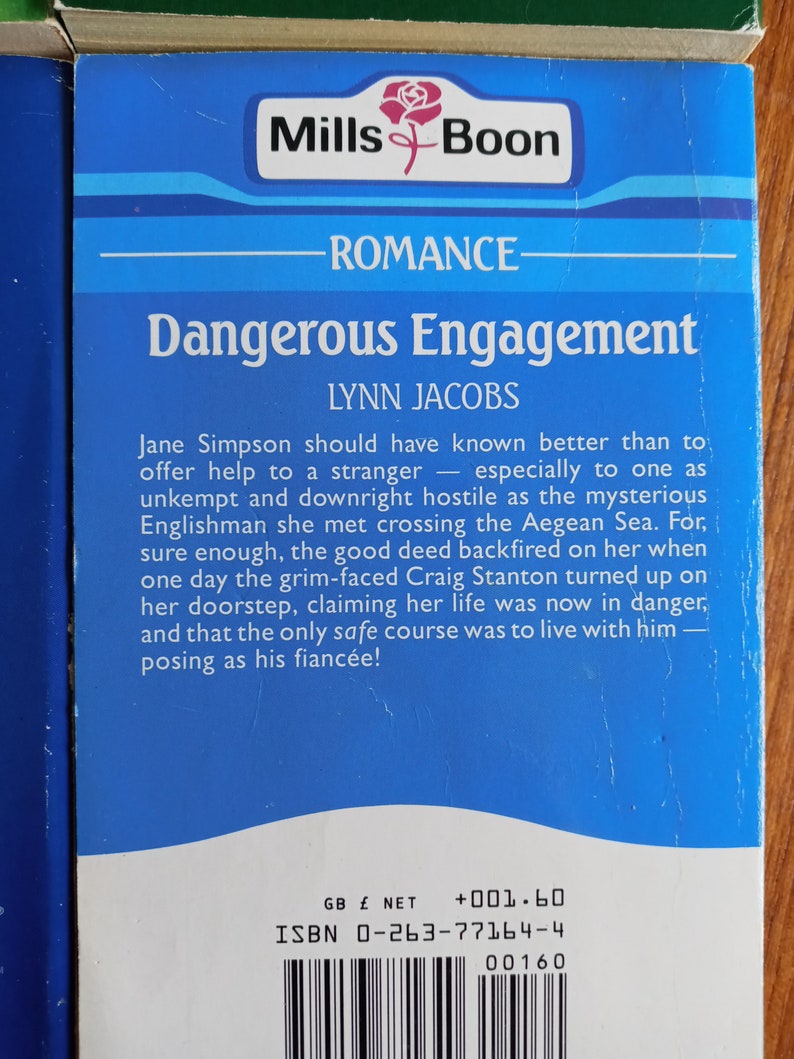 4 Vintage Romance Books, Mills & Boon, Dangerous Engagement, A Dutiful ...