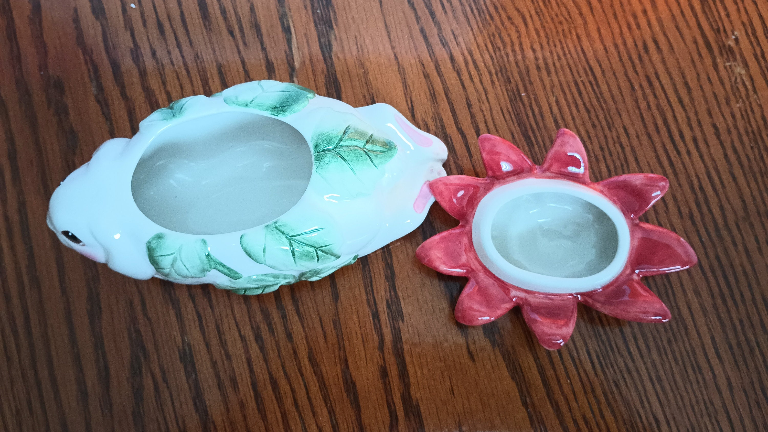 Fitz and Floyd, Bunny Blooms, Oval Box, Lid, White Rabbit, Red Flower ...