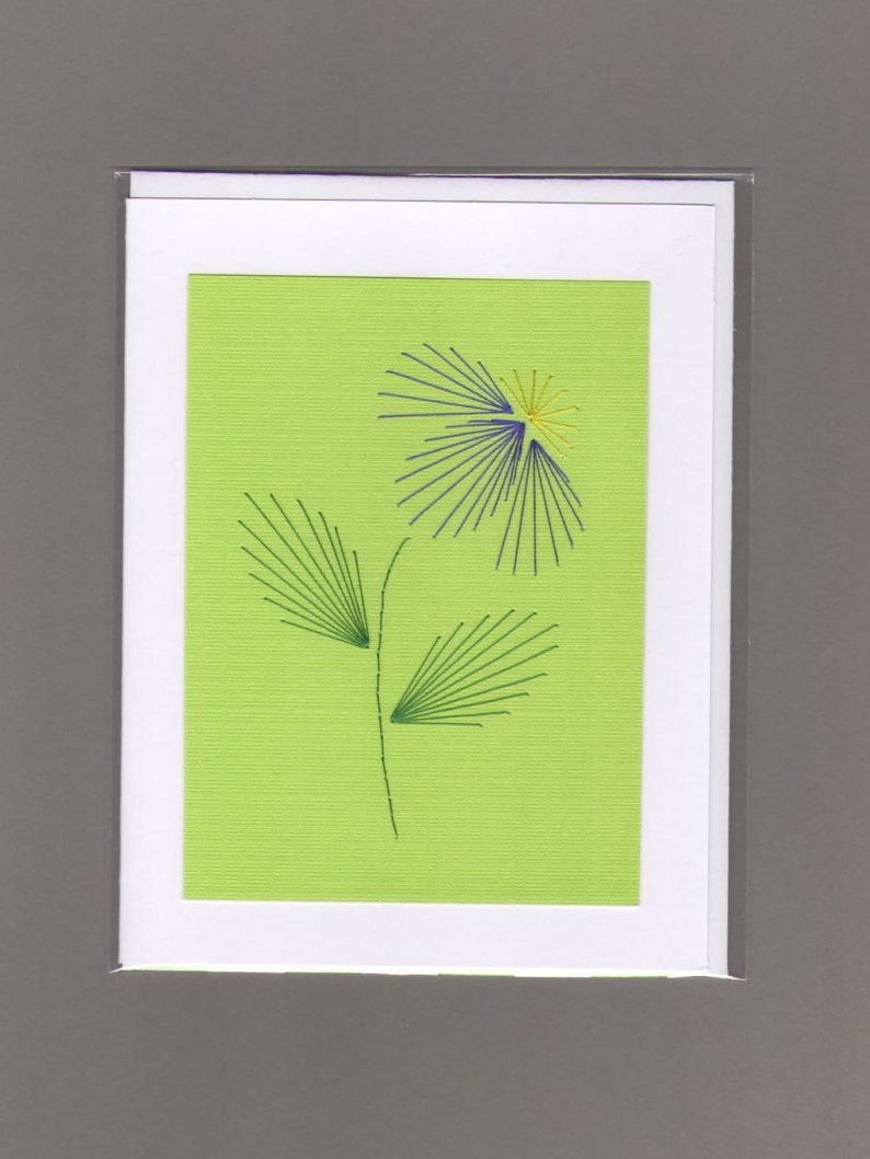 Flower Hand Stitched Card - Etsy