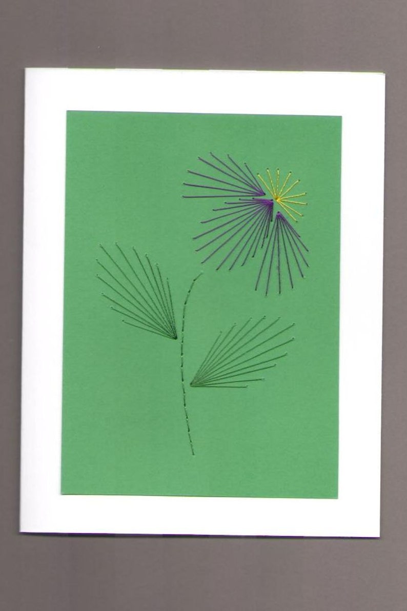 Flower Hand Stitched Card - Etsy