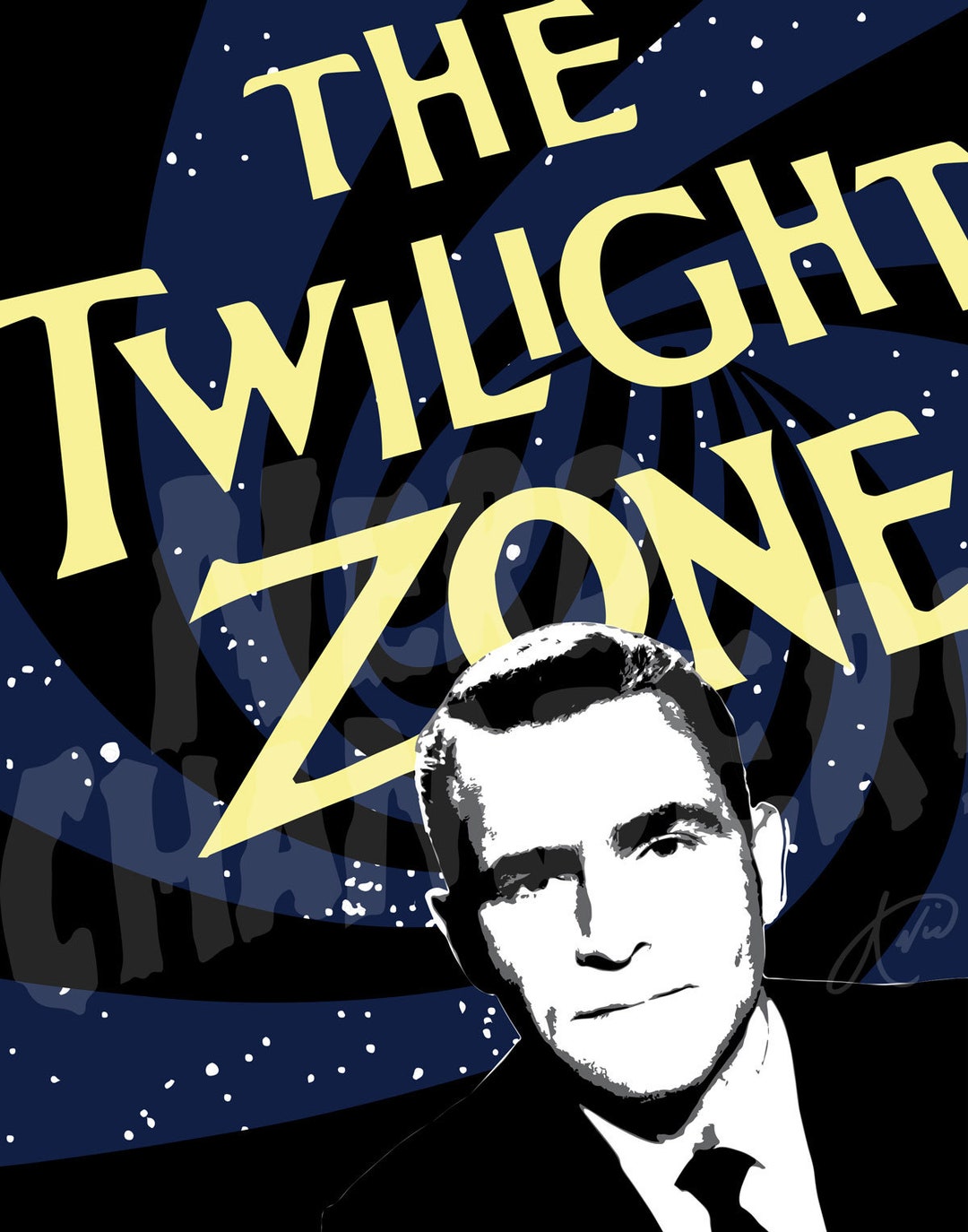 The Twilight Zone Poster Art Rod Serling Etsy