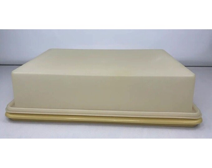 VTG Tupperware Cake Keeper Rectangle Harvest Gold # 622-3 With Lid #623 ...