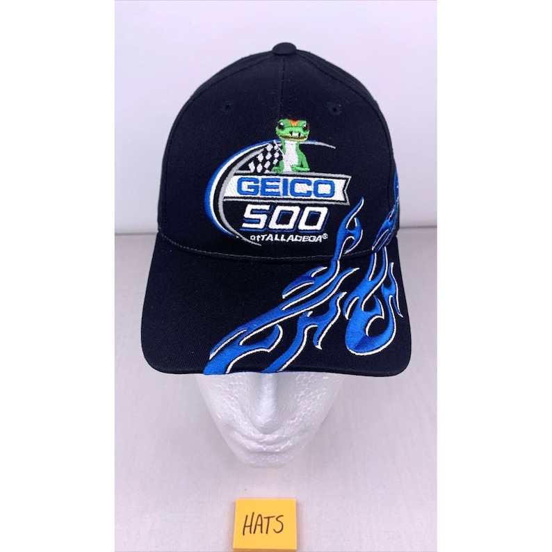 GEICO 500 at Talladega 2020 Flames Hat Cap NASCAR Racing Black ...