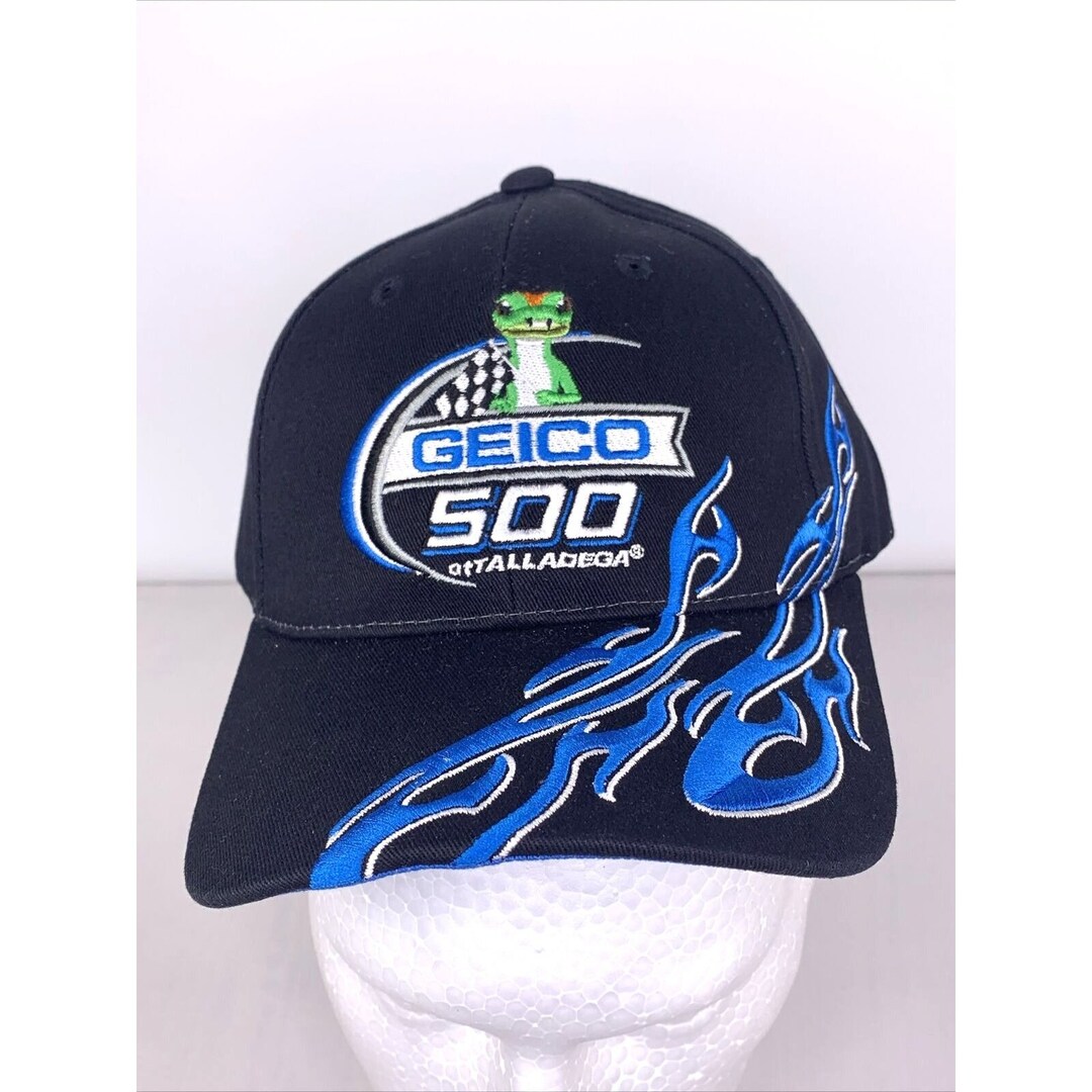 GEICO 500 at Talladega 2020 Flames Hat Cap NASCAR Racing Black ...