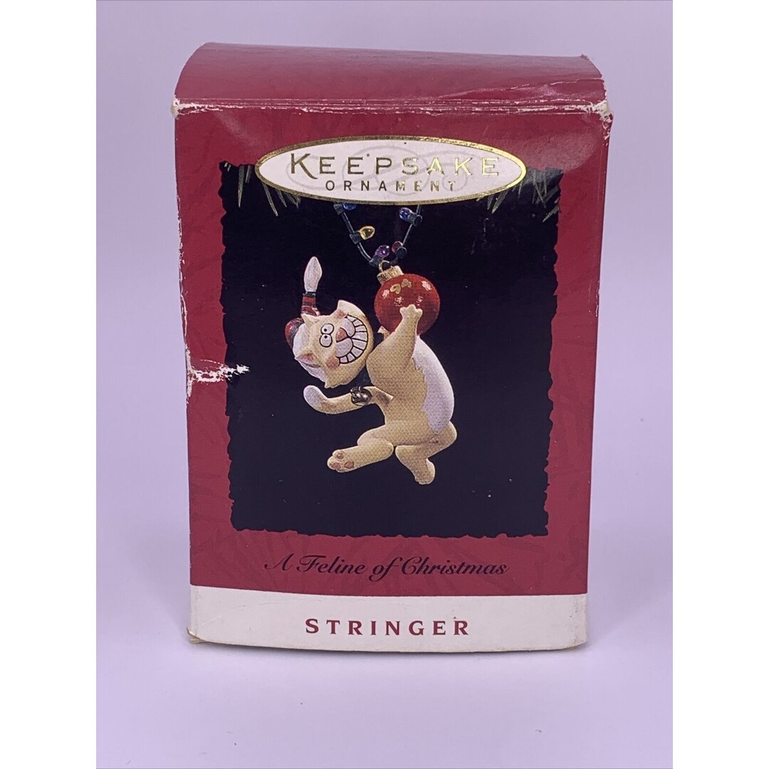 Hallmark A FELINE OF CHRISTMAS 1994 Stringer Cat Keepsake Ornament ...