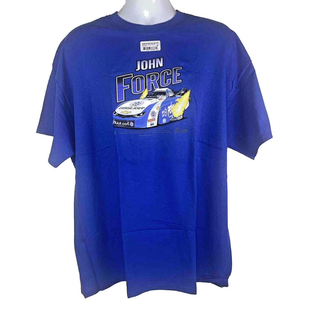 John Force Racing Funny Car 2018 Blue Tee Shirt New, Size 2XL (US335 ...