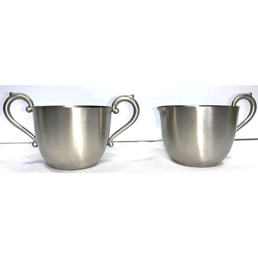 Preisner Pewter Vintage Creamer & Sugar Bowl, Pattern #2109, Polished ...