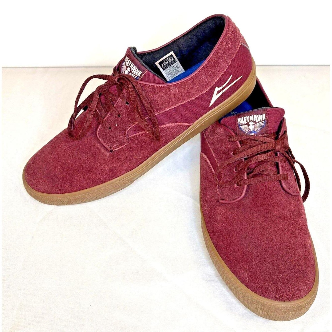 Lakai Shoes Men Size 13 Riley Hawk Burgundy Suede Skate Sneakers LRW2 ...