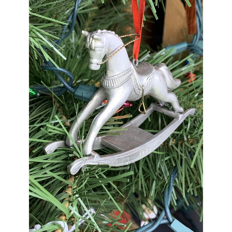 1995 Hallmark Keepsake Ornament Pewter Rocking Horse 15th Anniversary ...